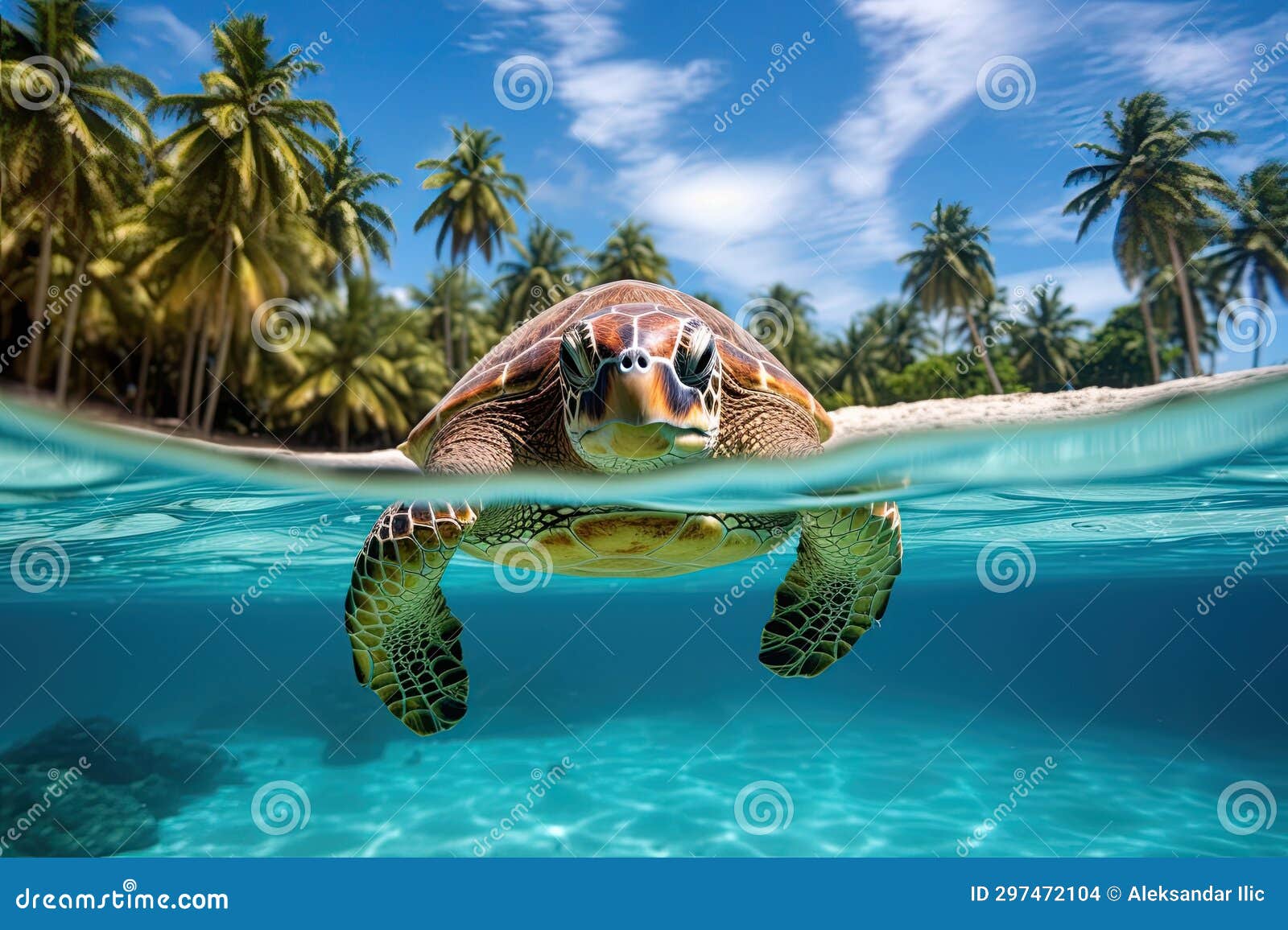 Sea Turtle in the Ocean. Ai Generative Stock Photo - Image of ...