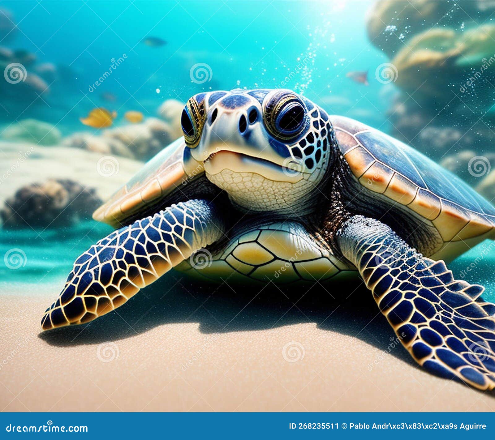 Sea Turtle in the Ocean.generative Ai Stock Illustration - Illustration ...