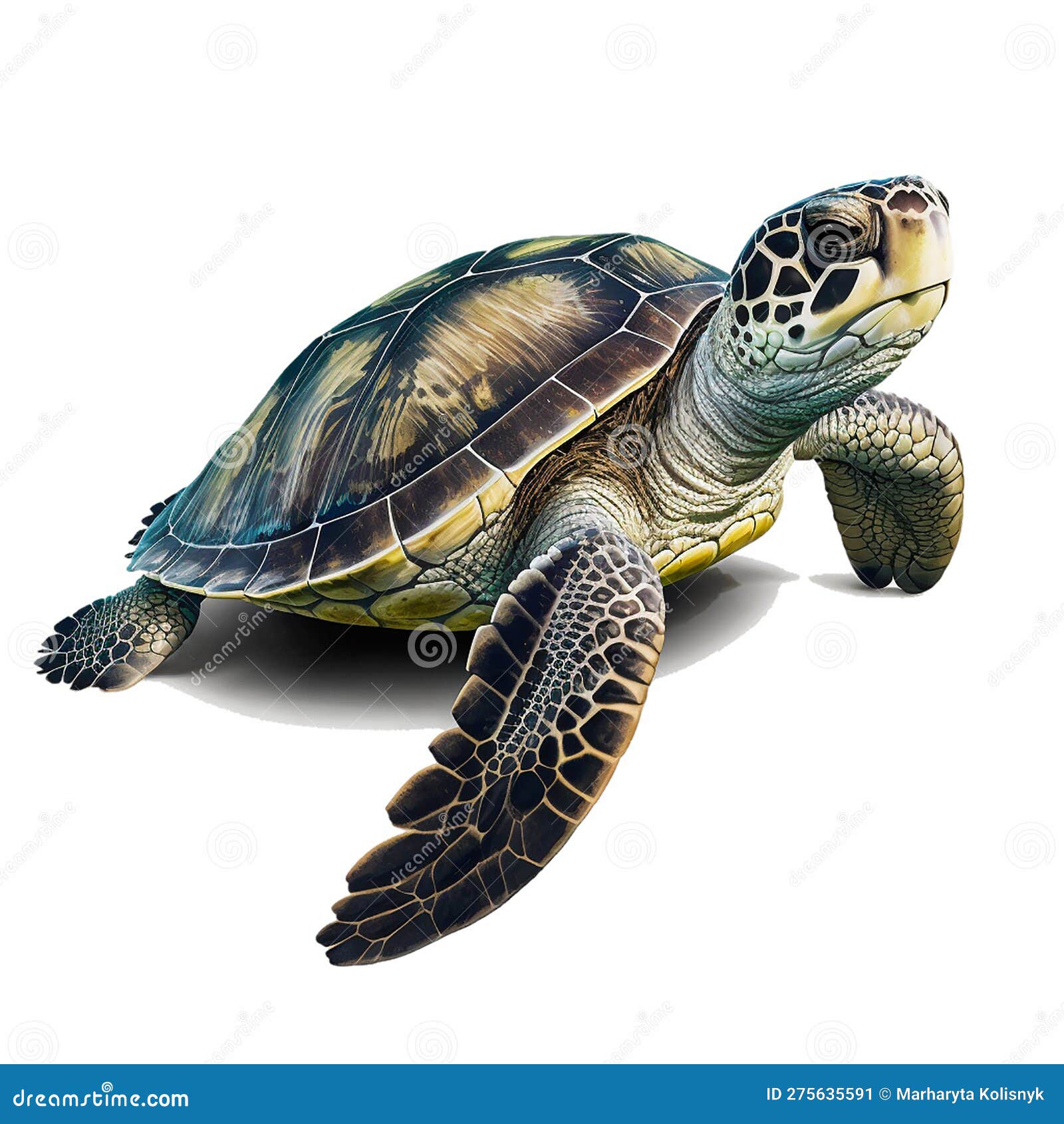Turtle Realistic Hand Drawn Vector And Illustrations White Background ...