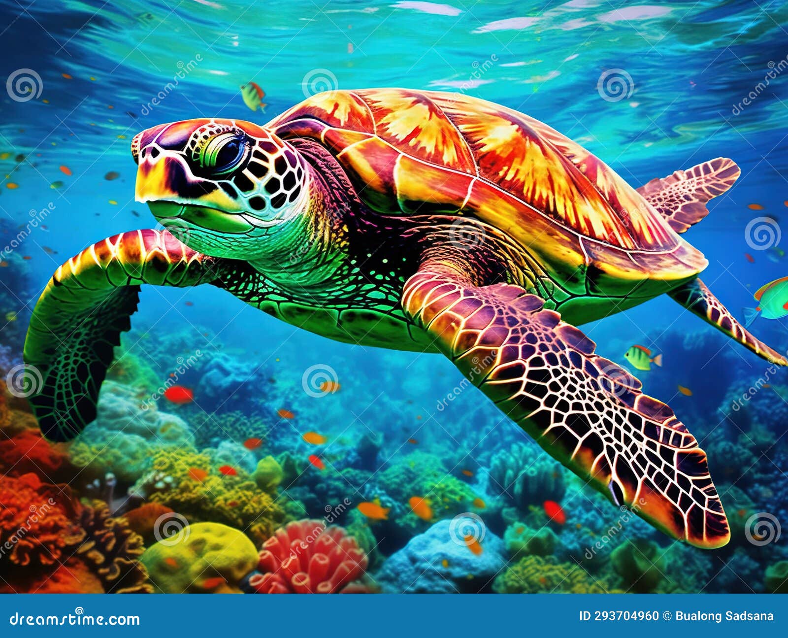 Sea turtle reef stock illustration. Illustration of wild - 293704960
