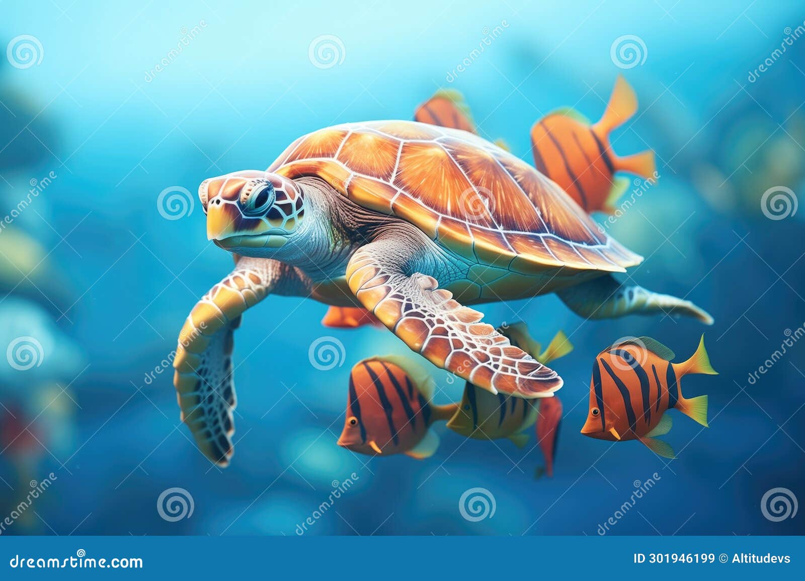 Sea Turtle with Remoras Hitching a Ride Stock Image - Image of turtle ...