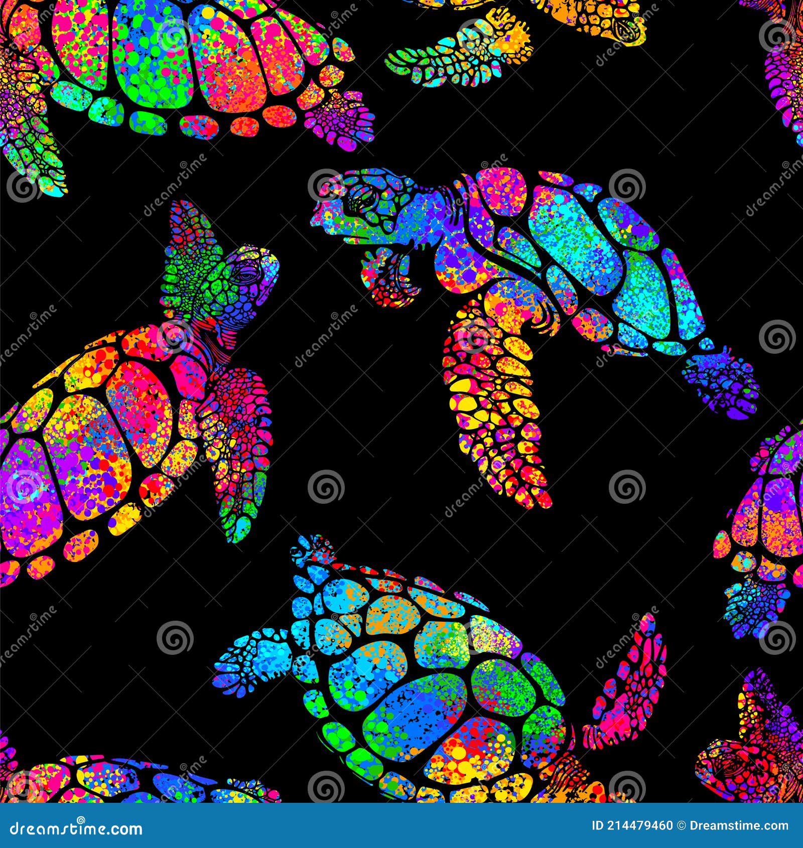 Sea Turtle Seamless Pattern Stock Vector - Illustration of floral ...