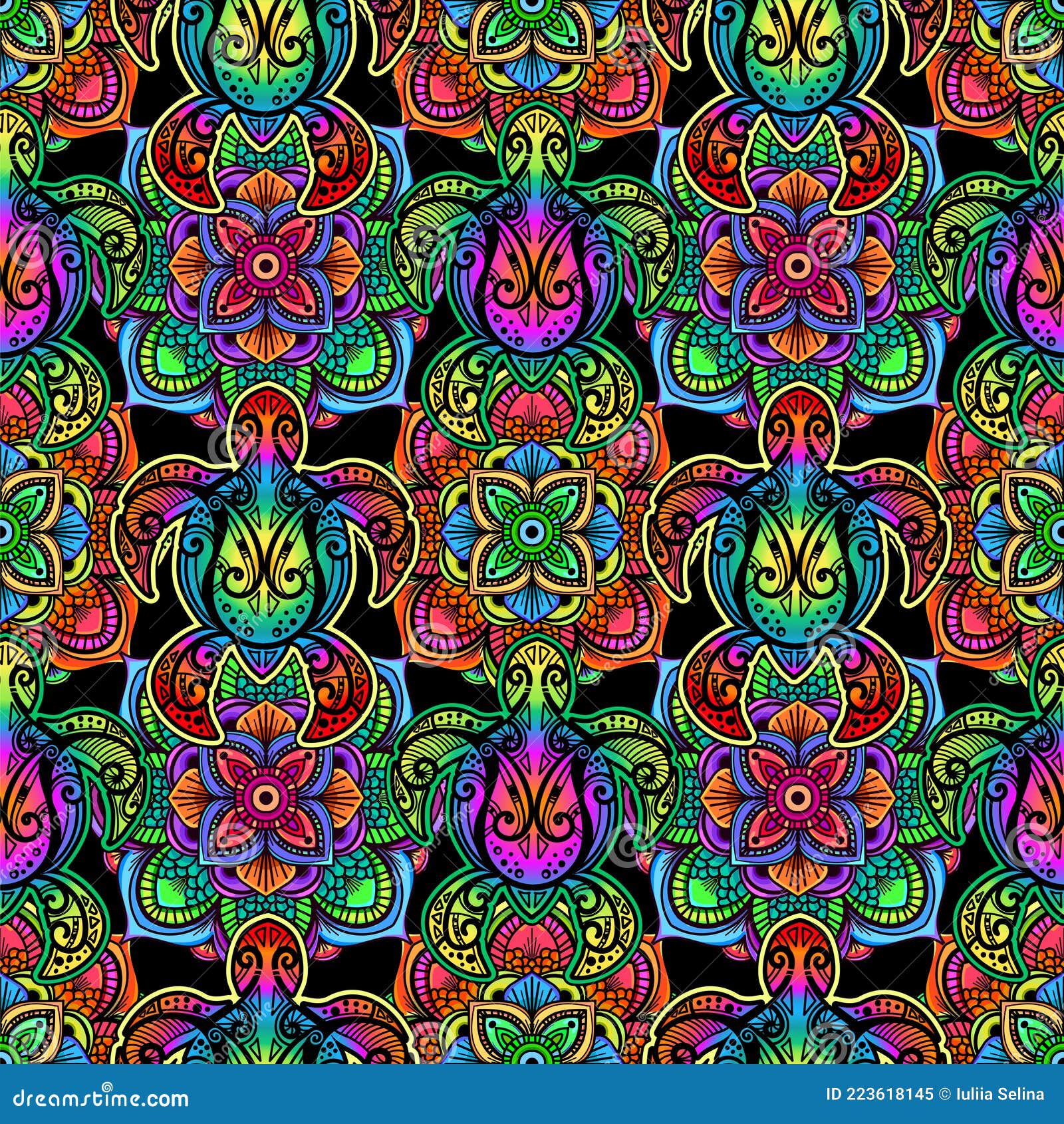 Sea Turtle Seamless Pattern Stock Vector - Illustration of decoration ...