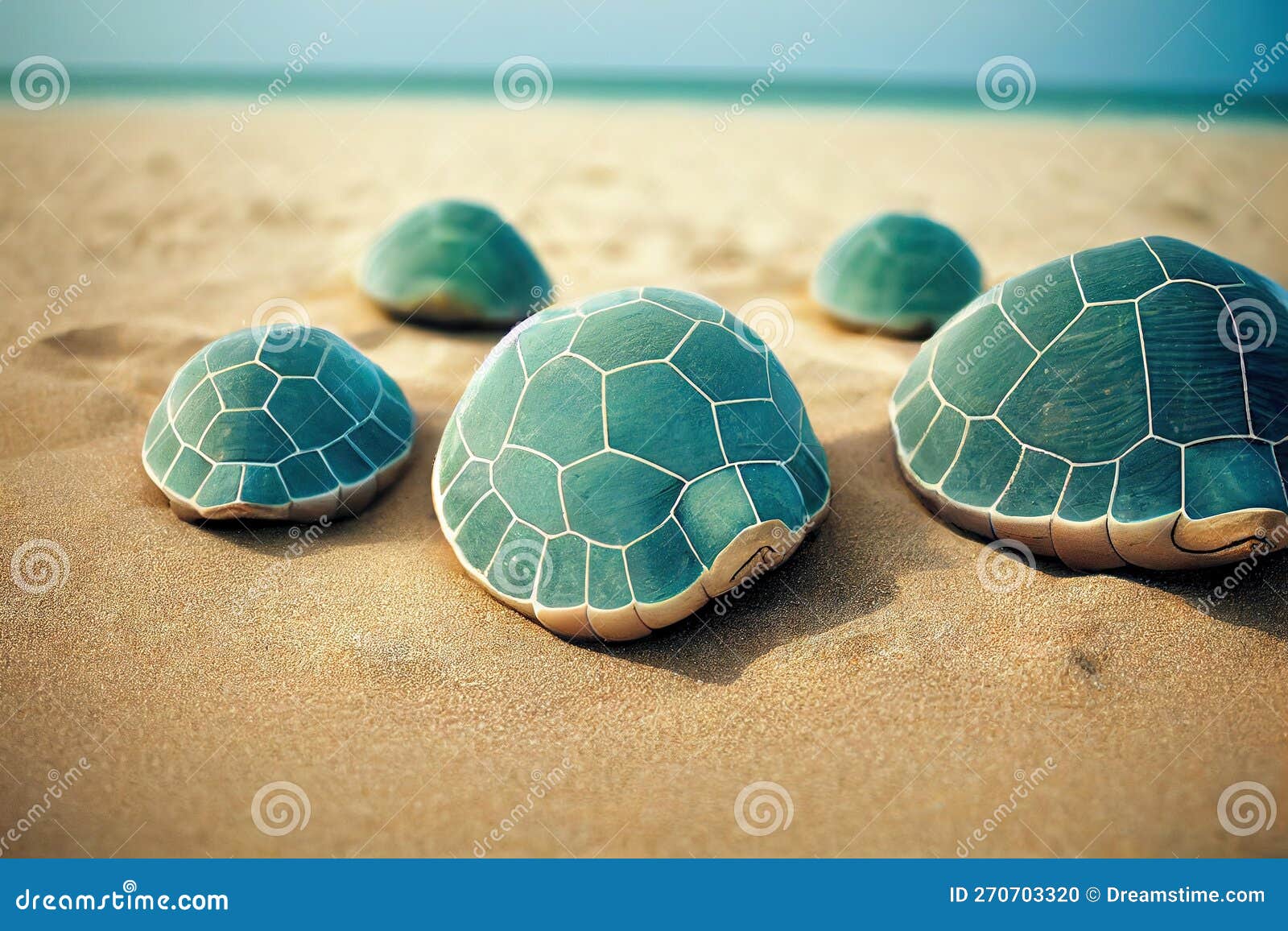 Sea Turtle Shell Lying on Sandy Beach by Ocean. Stock Illustration ...