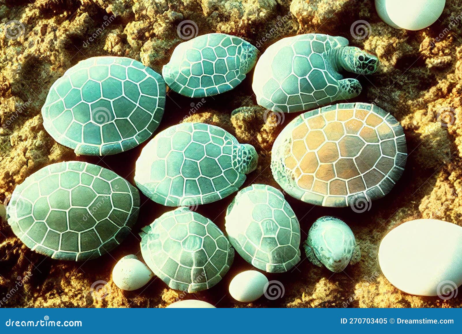 Sea Turtle Shell Lying on Sandy Beach by Ocean. Stock Illustration ...