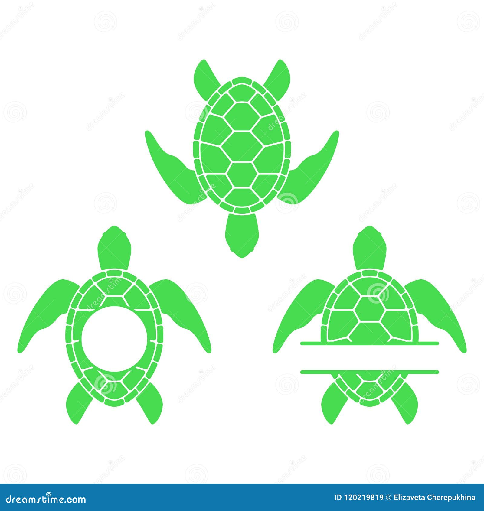 Sea Turtle. Turtle Silhouette. Vector Icons Isolated On White ...