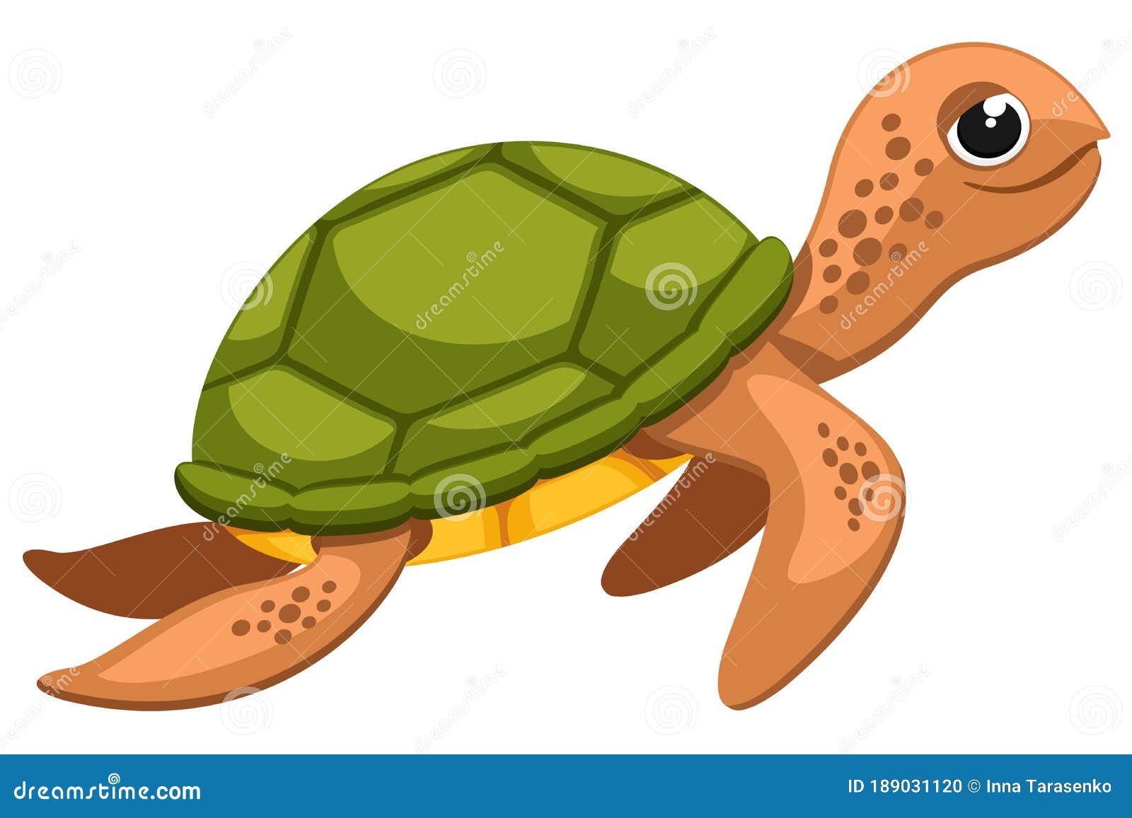 A Sea Turtle Smiles and Swims. the Character Stock Illustration ...