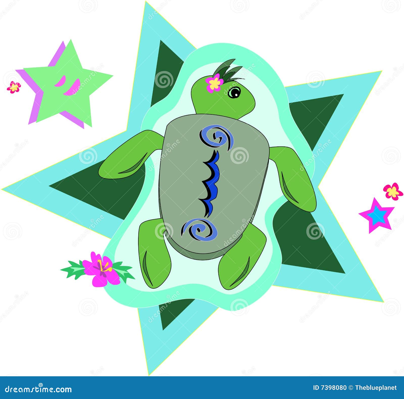 Sea Turtle Star stock illustration. Illustration of cartoon - 7398080