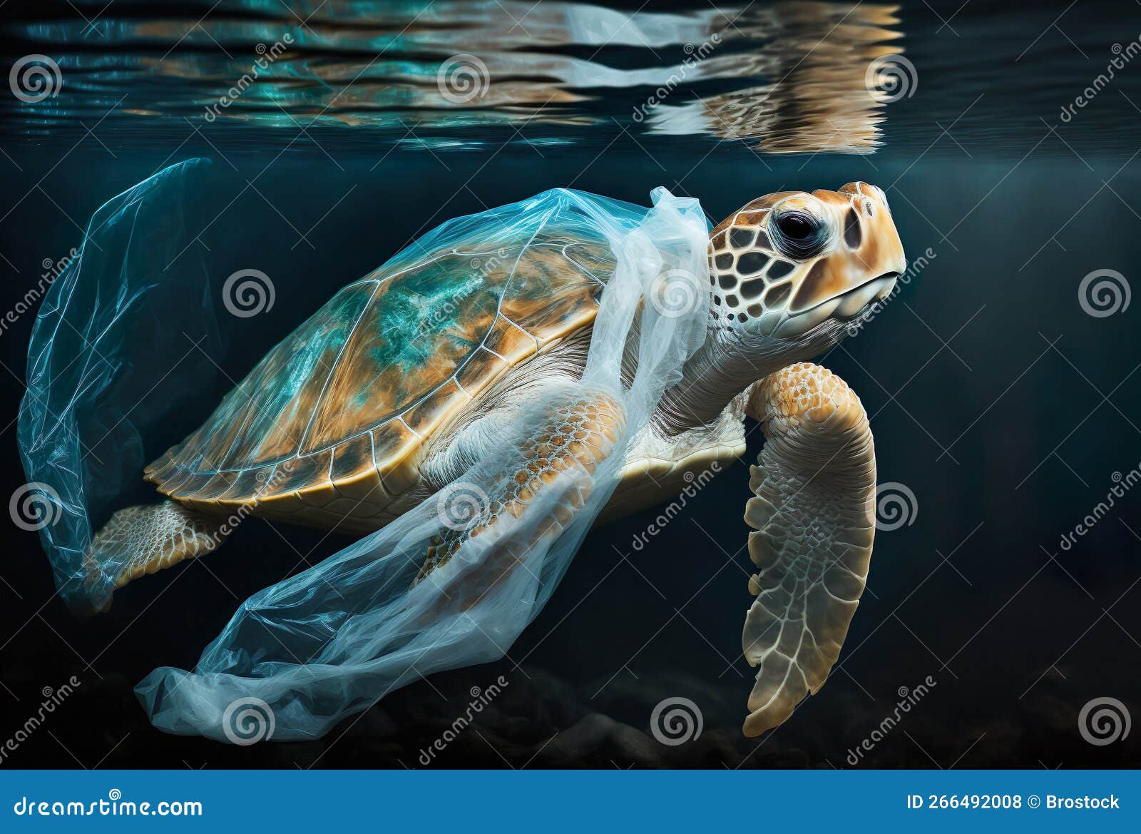 Turtle Trapped In Plastic Garbage Lying On The Beach. The Concept Of An ...
