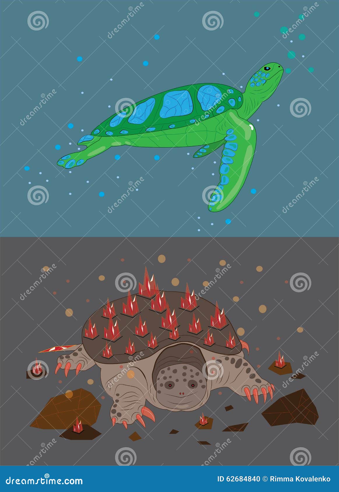 Sea Turtle Turquoise Oceanlife Vector Art | CartoonDealer.com #173352833