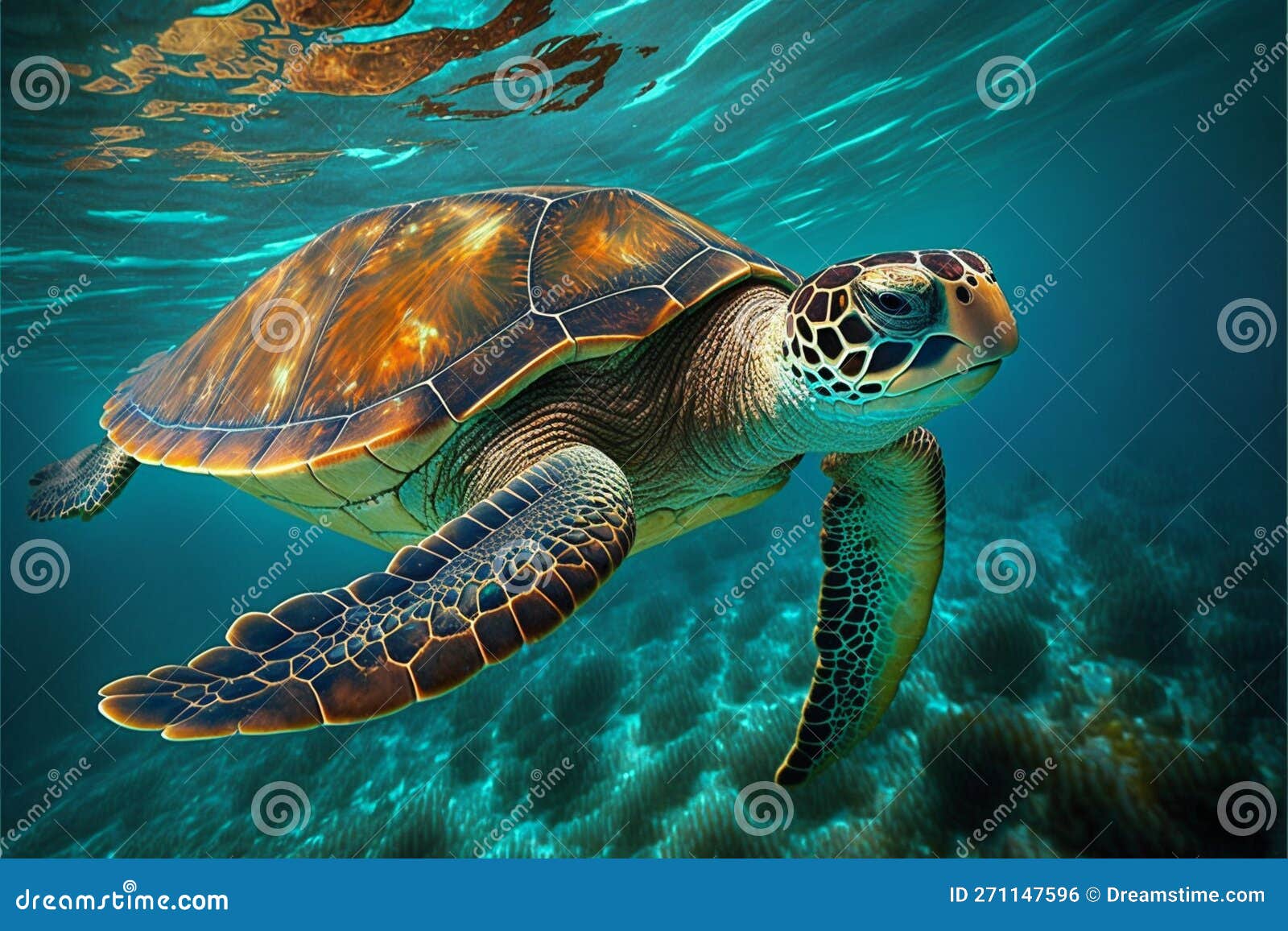 Sea turtle under water stock illustration. Illustration of ecosystem ...