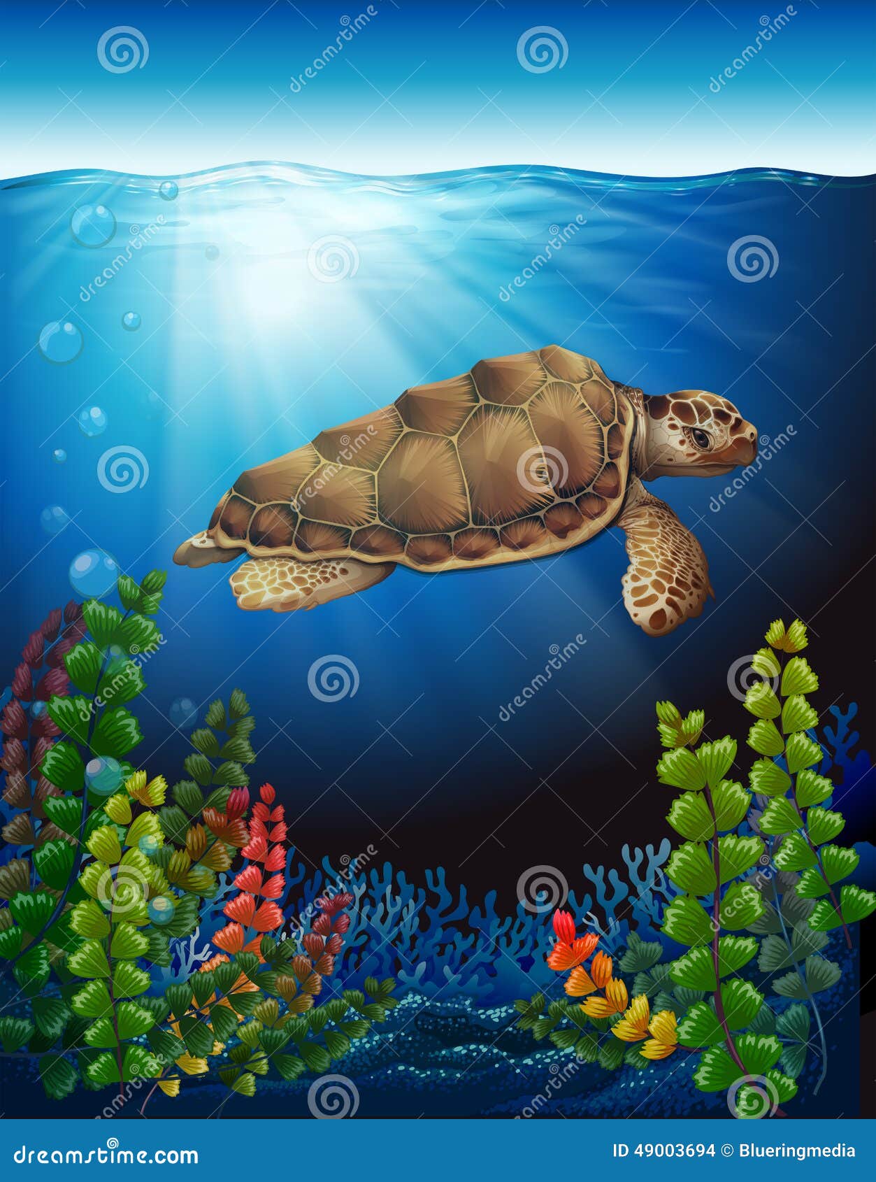 A sea turtle underwater stock vector. Illustration of chelonioidea ...