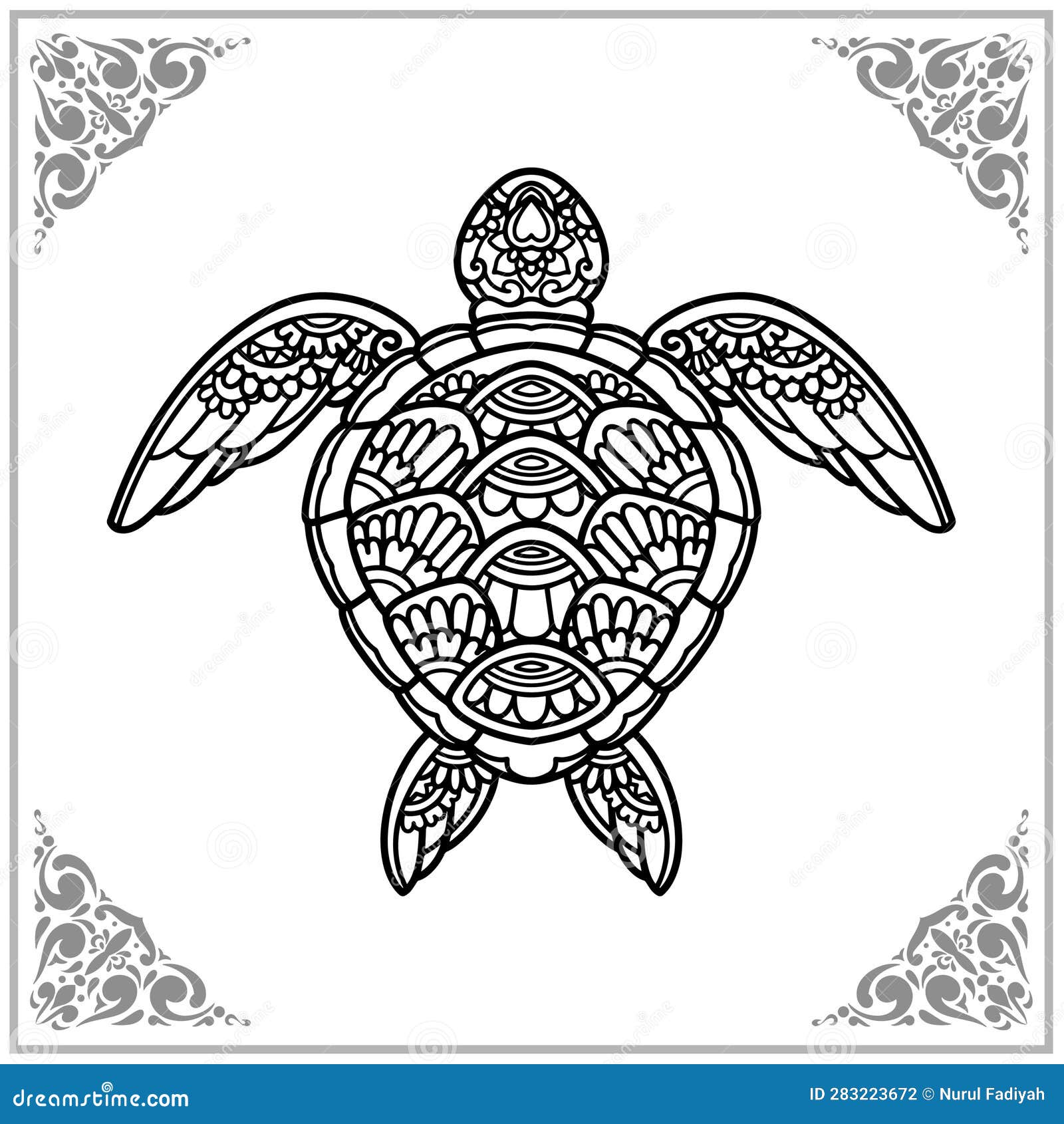 Sea Turtle Zentangle Arts. Isolated on White Background Stock Vector ...