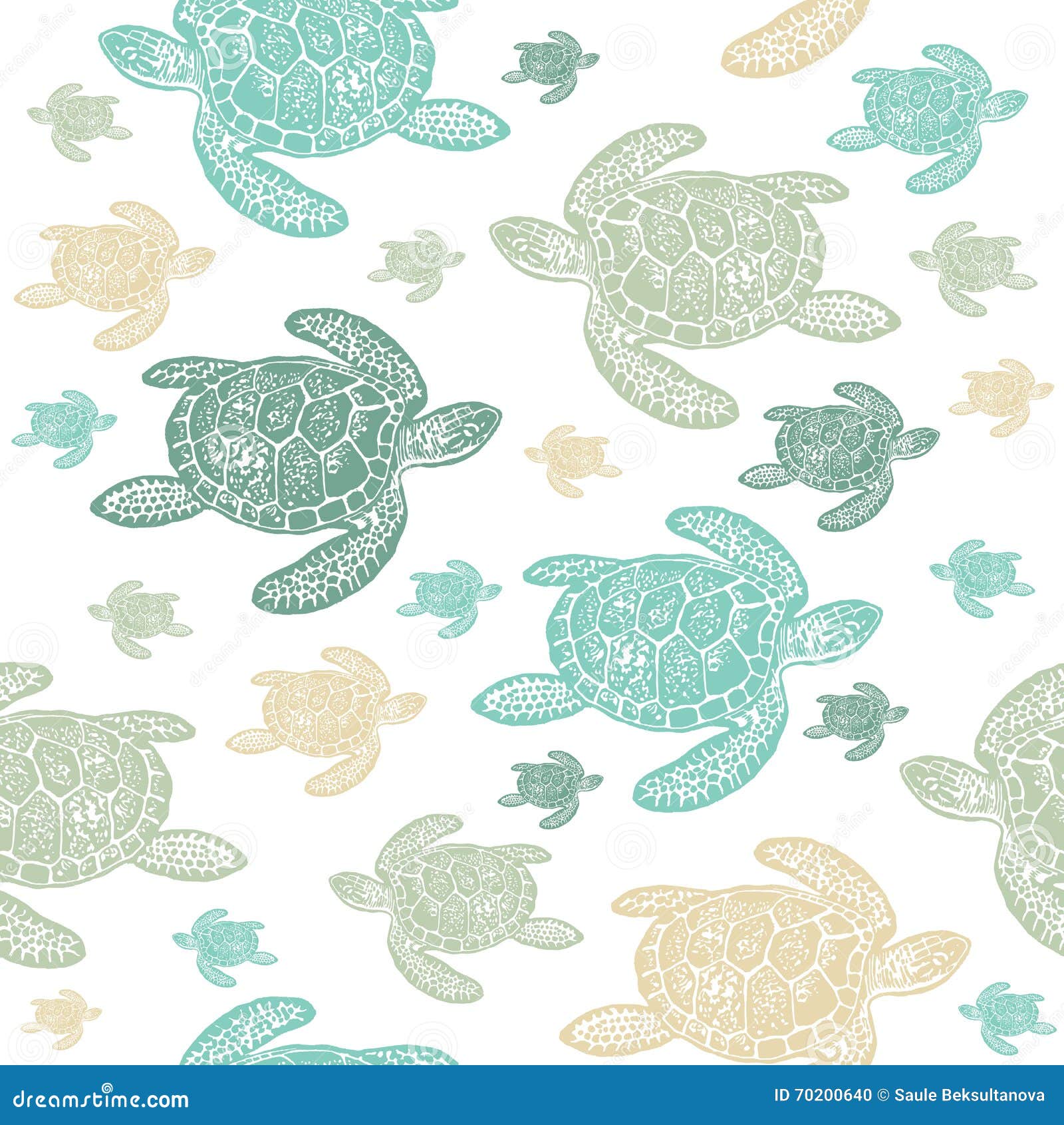 Sea Turtles Colourful Seamless Pattern. Stock Illustration ...
