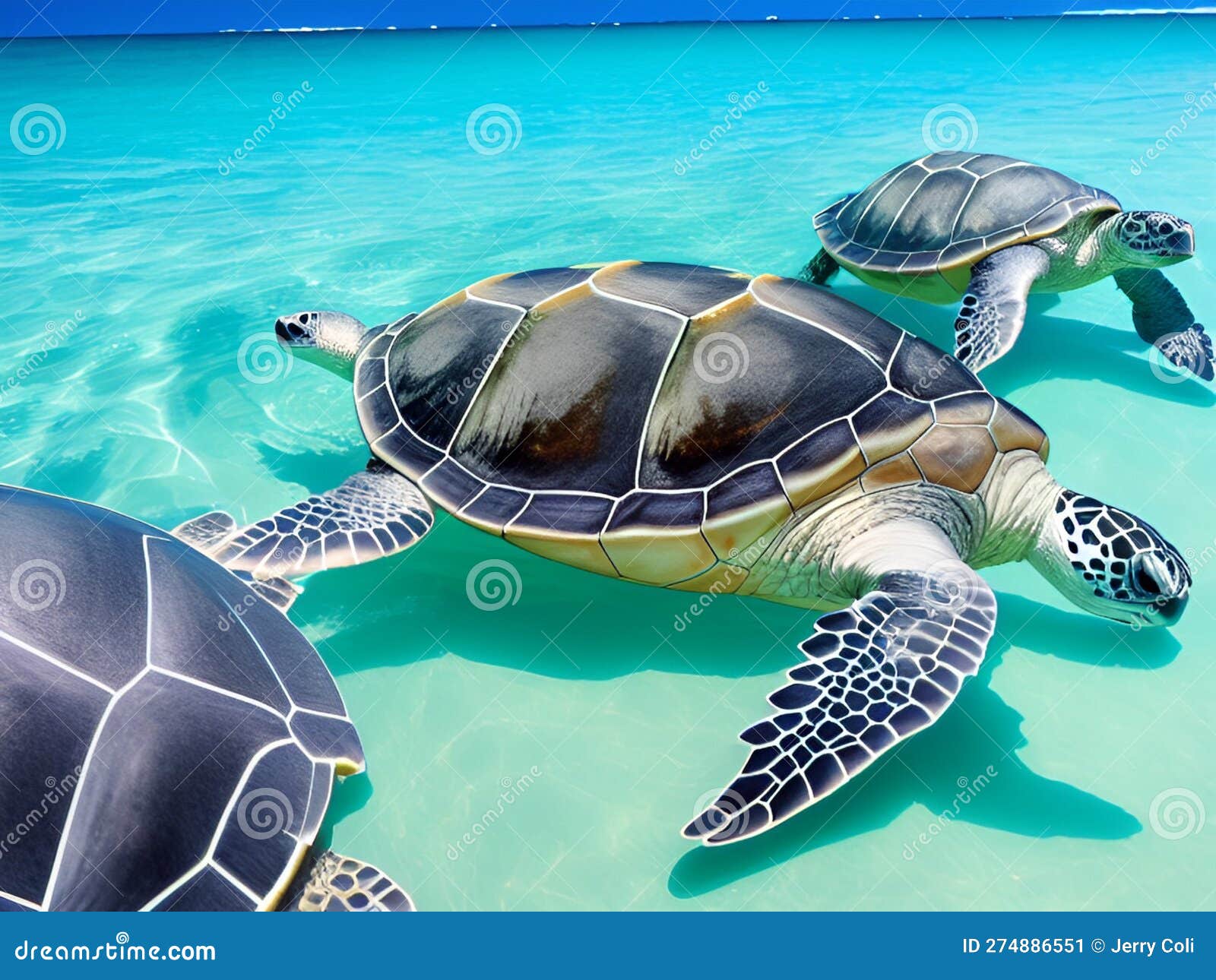 Sea Turtles Playing in the Ocean S Coral Reef Stock Illustration ...