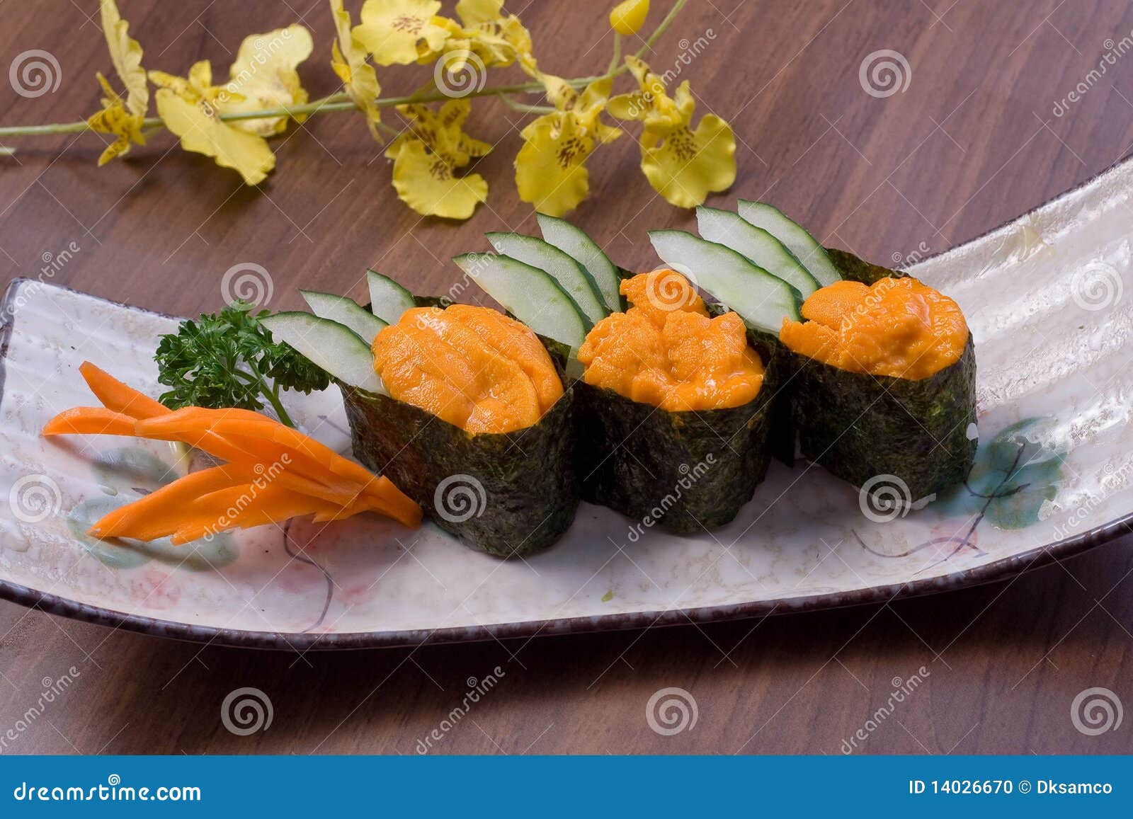 Sea urchin sushi stock photo. Image of meal, rice, dinner - 14026670