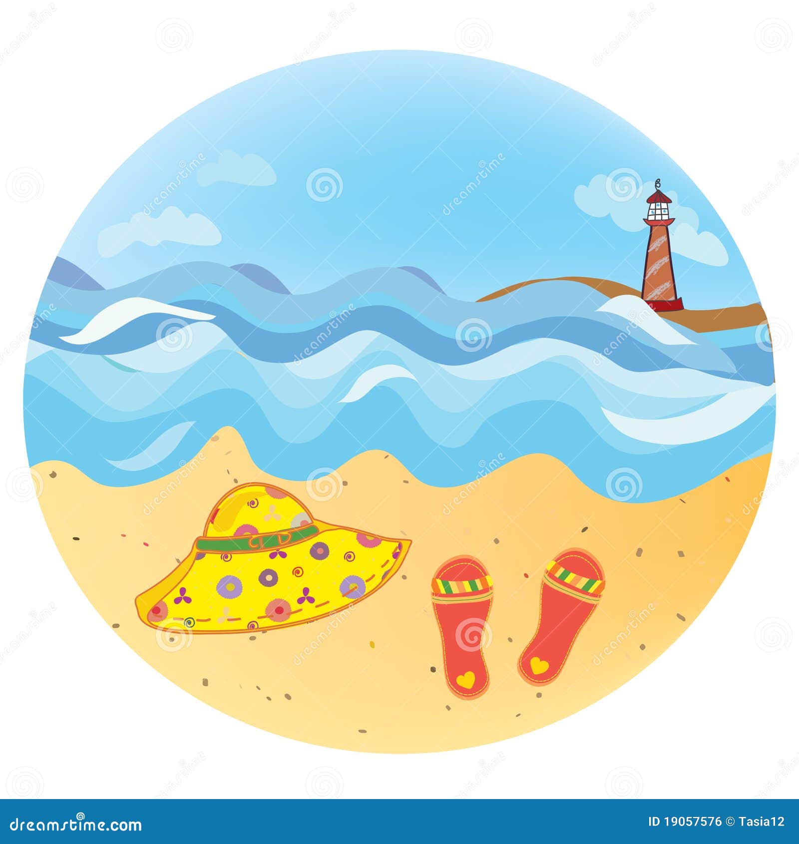 Sea vacation round icon stock vector. Illustration of nature - 19057576