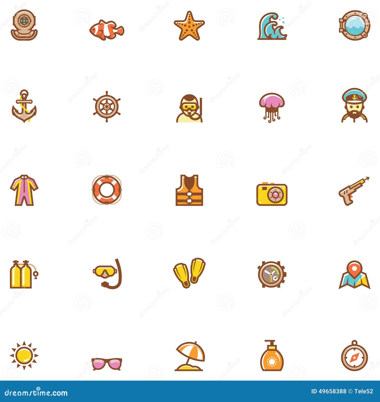 Sea vacations icon set stock vector. Illustration of maritime - 49658388