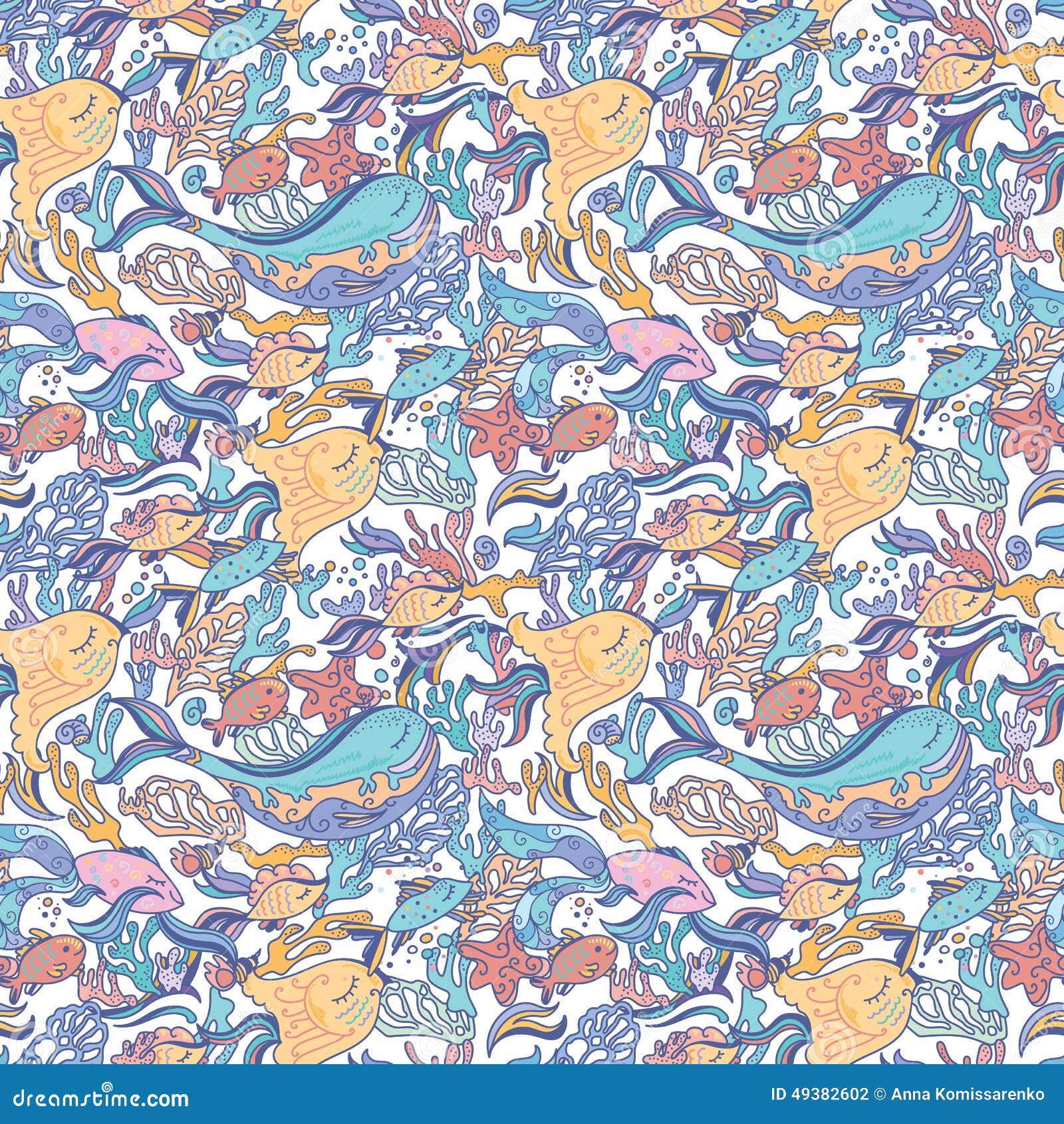 Sea vector pattern stock vector. Illustration of flower - 49382602