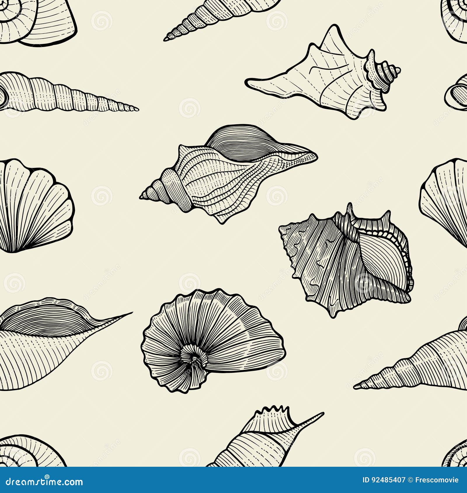 Sea Vector Seamless Pattern Stock Vector - Illustration of contour ...