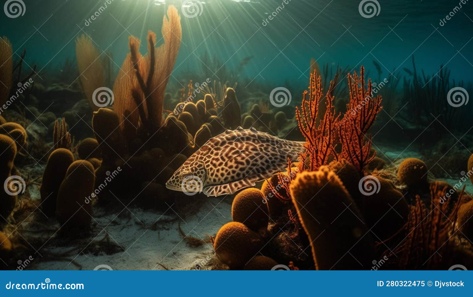 The Sea, Vibrant Sea Life with Animals and Algaes Generated by AI Stock ...