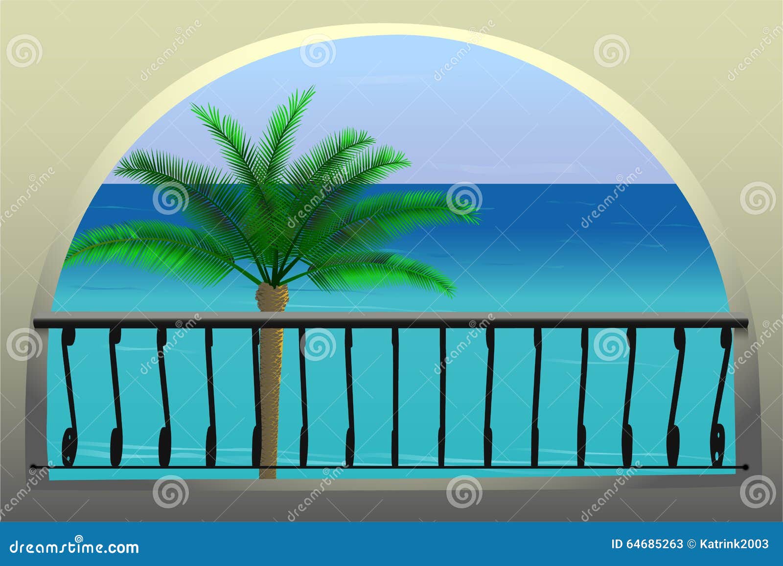 Sea view stock vector. Illustration of sunny, design - 64685263