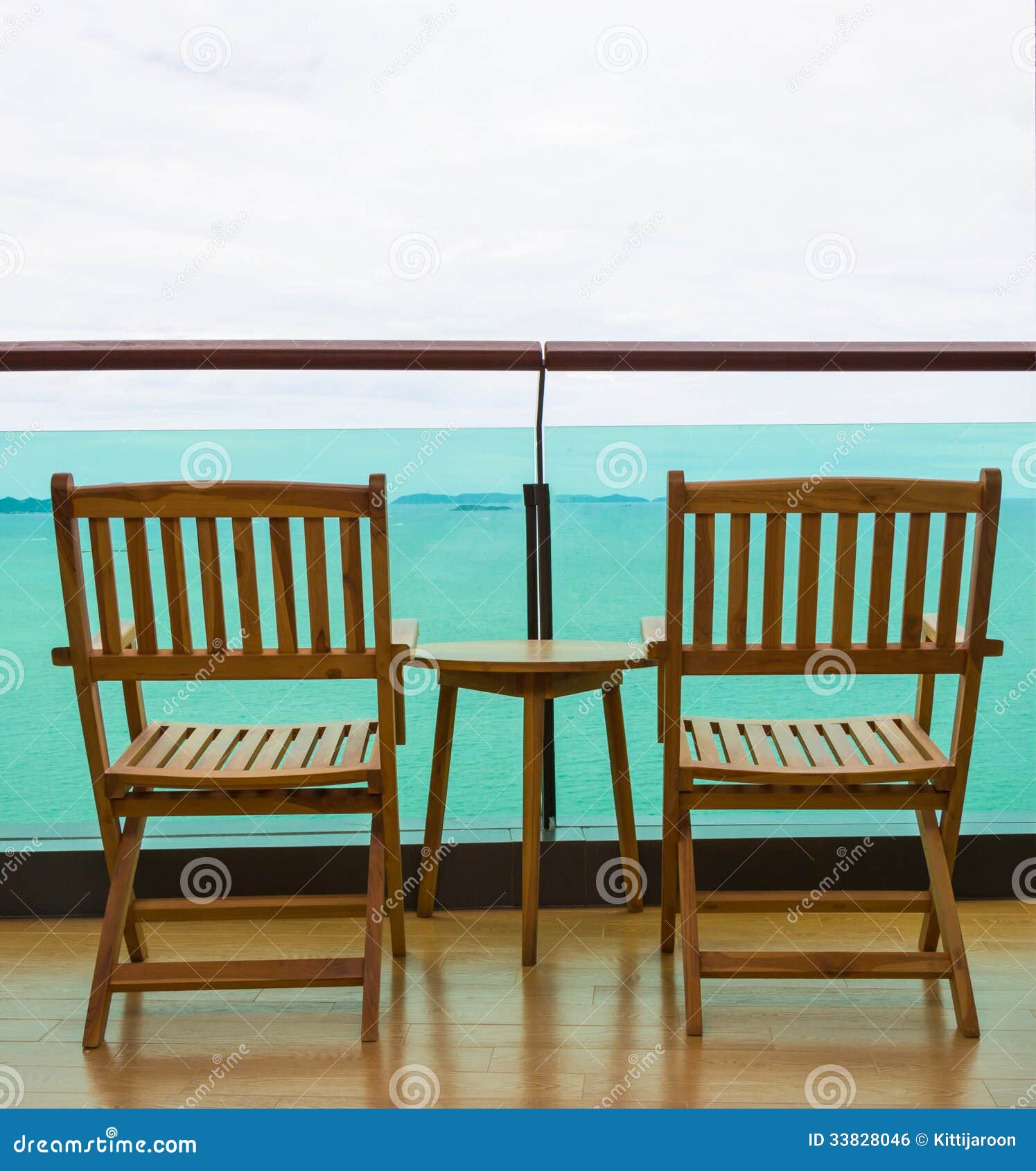 Sea View from Balcony with Chairs and Table Stock Photo - Image of ...