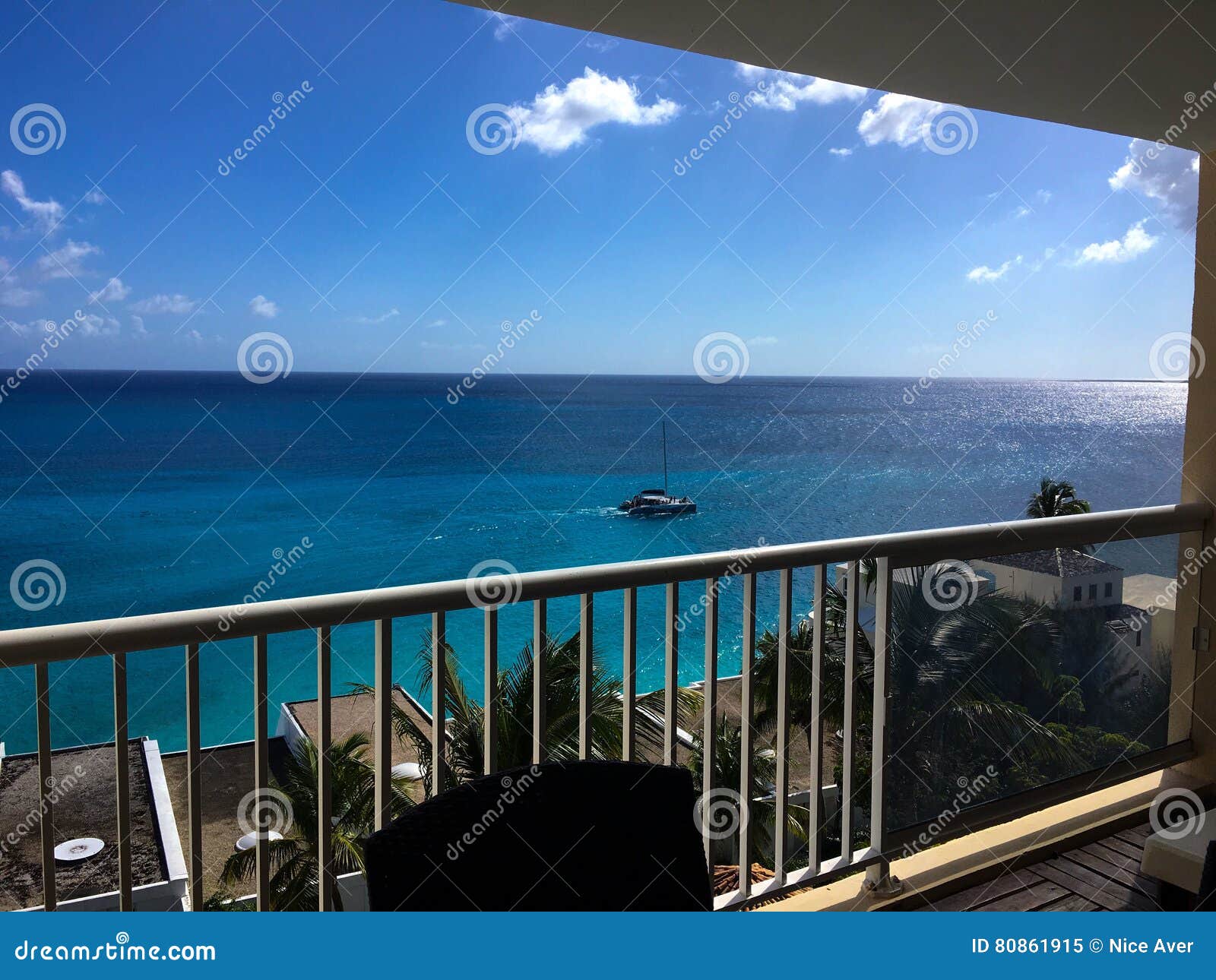 Sea view from balcony stock image. Image of view, france - 80861915