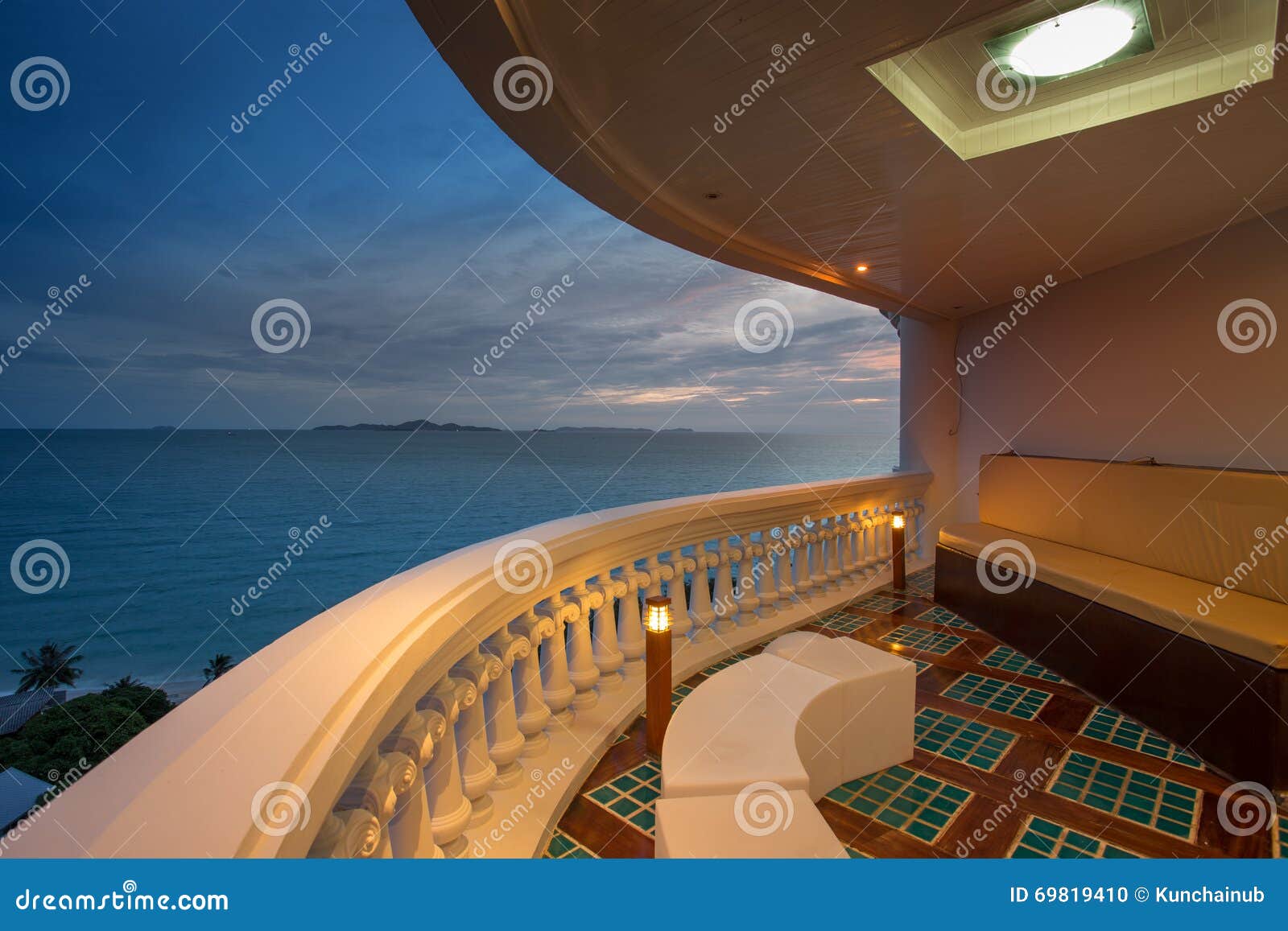 Sea View from Balcony in Sunset Time Stock Photo - Image of luxury ...
