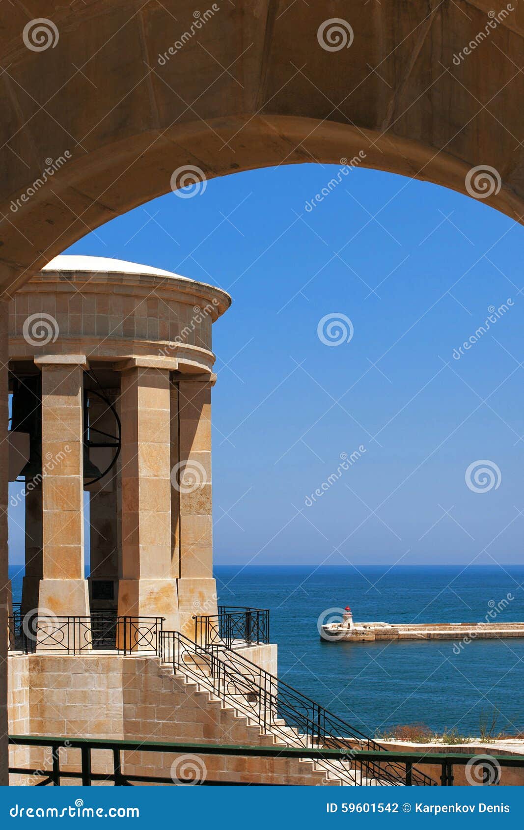 Sea View with Beacon and Rotunda in the Arch Stock Photo - Image of ...