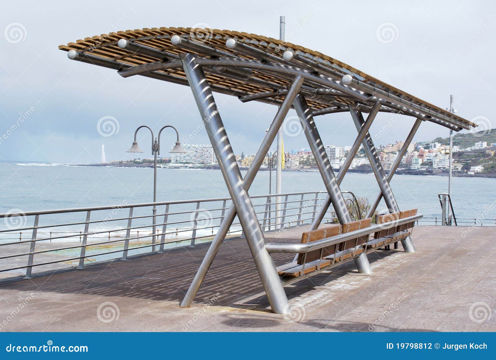 Sea view with benches 2 stock photo. Image of structure - 19798812