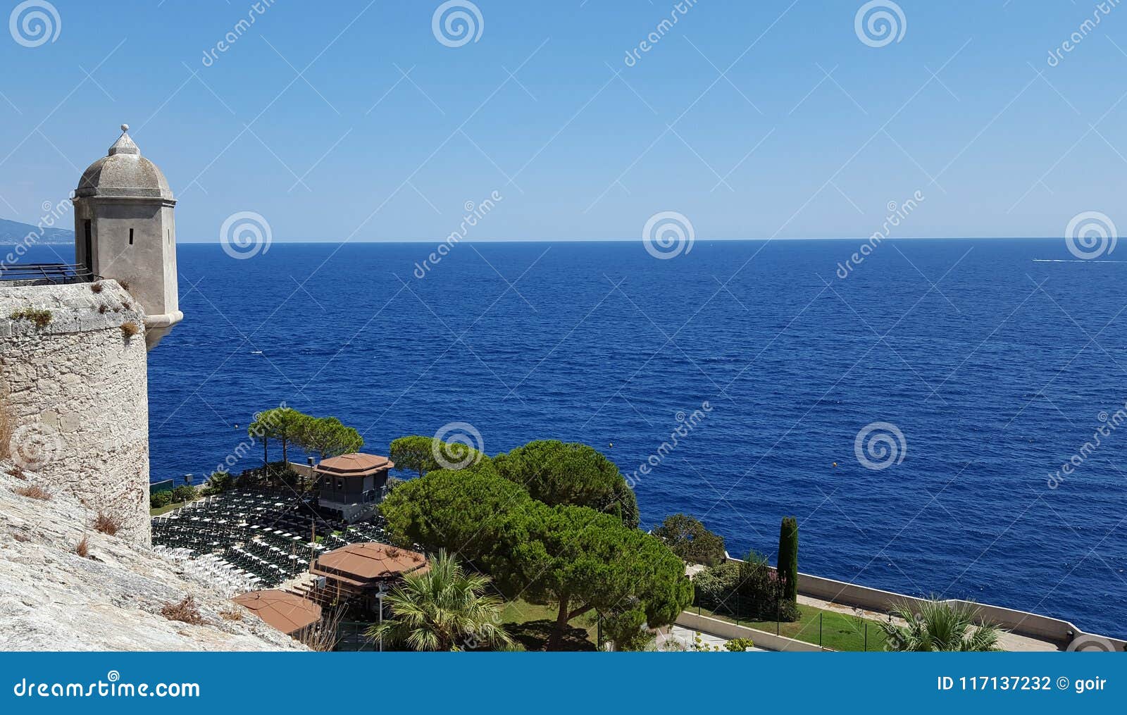 Sea view and blue sky stock photo. Image of monaco, france - 117137232
