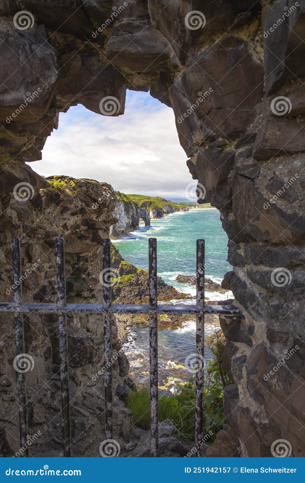 Sea View from Dunluce Castle Stock Image - Image of coast, landscape ...