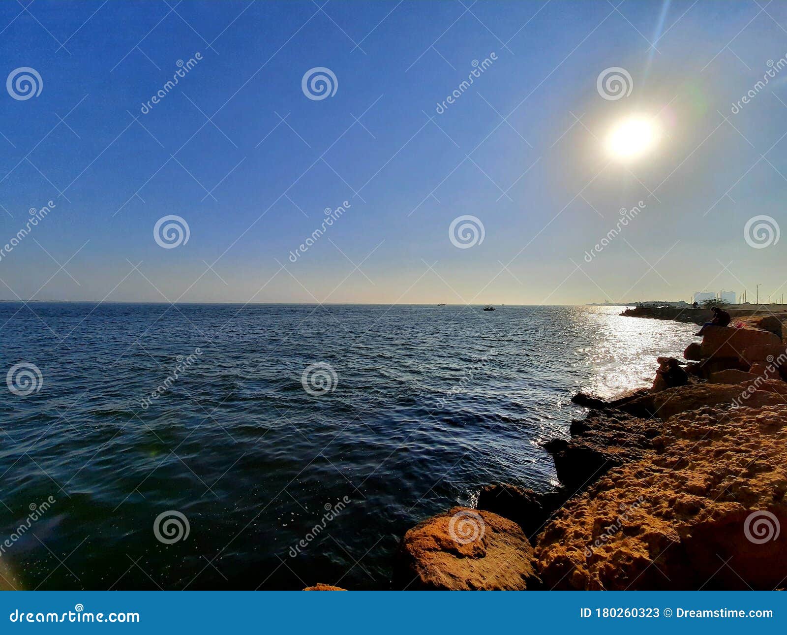 Sea view karachi stock image. Image of reflection, dusk - 180260323