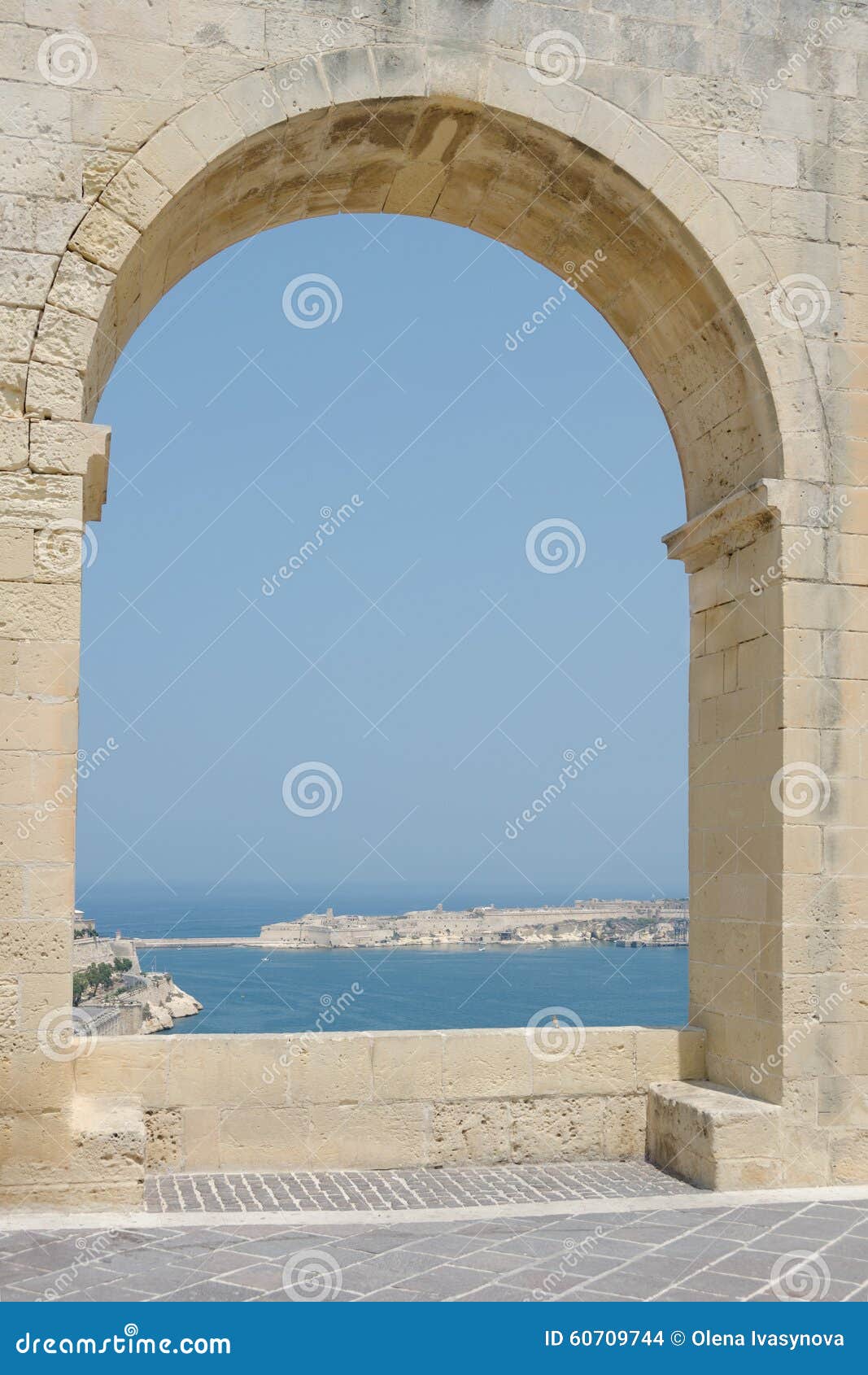 Sea View through a Large Arch Stock Photo - Image of stone ...