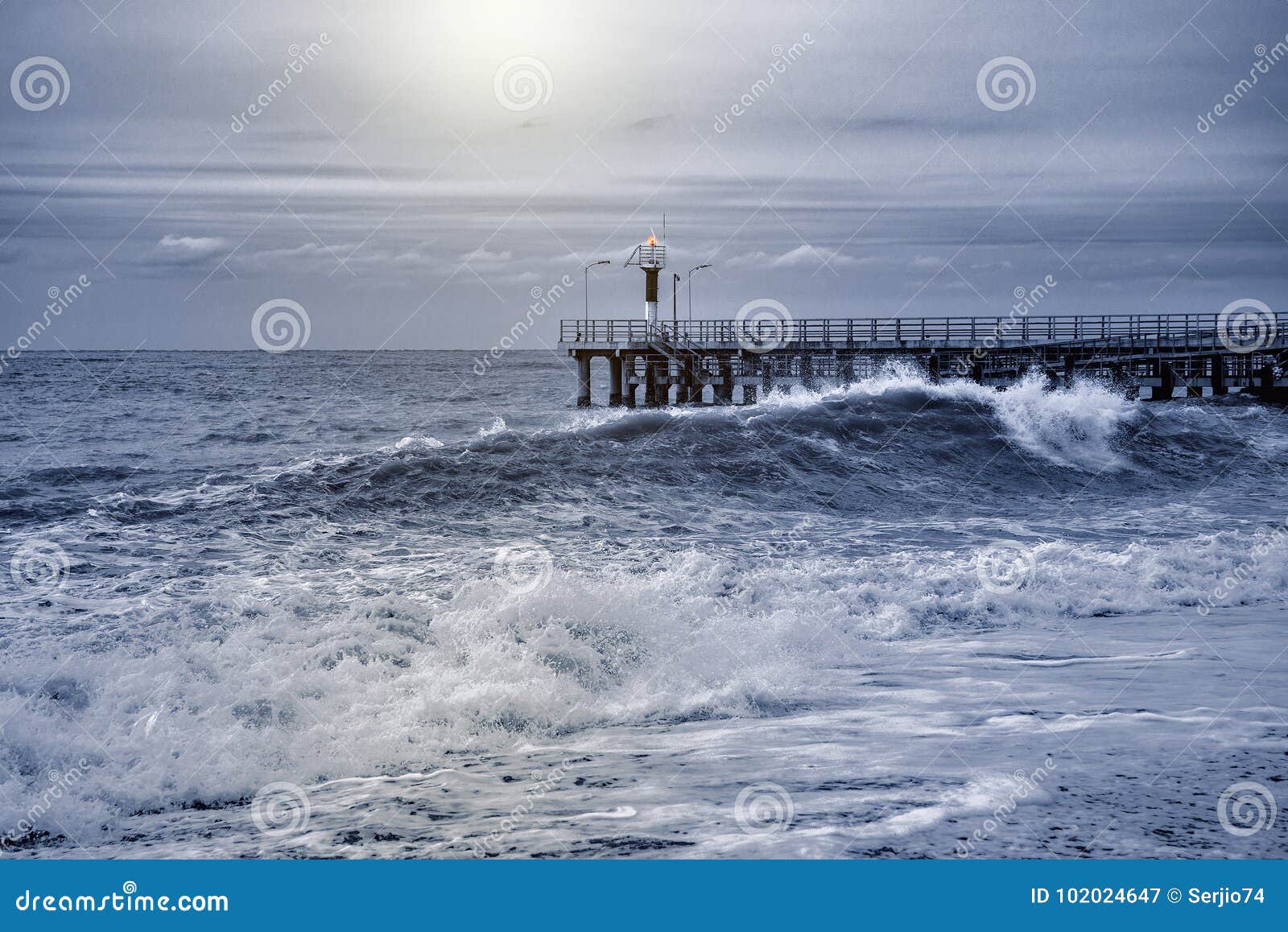 Sea view at night time. stock image. Image of coast - 102024647