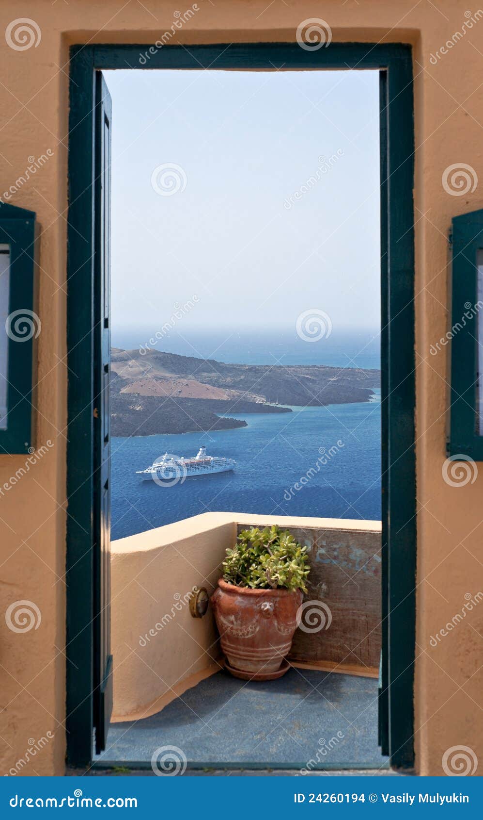 Sea View through the Open Door Stock Photo - Image of summer, ship ...
