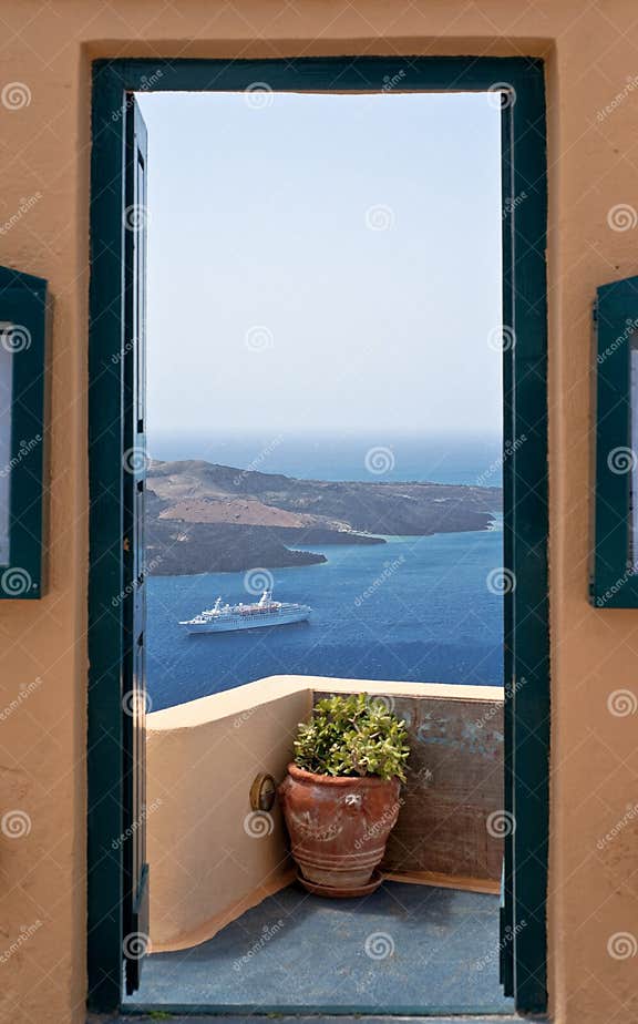 Sea View through the Open Door Stock Photo - Image of summer, ship ...