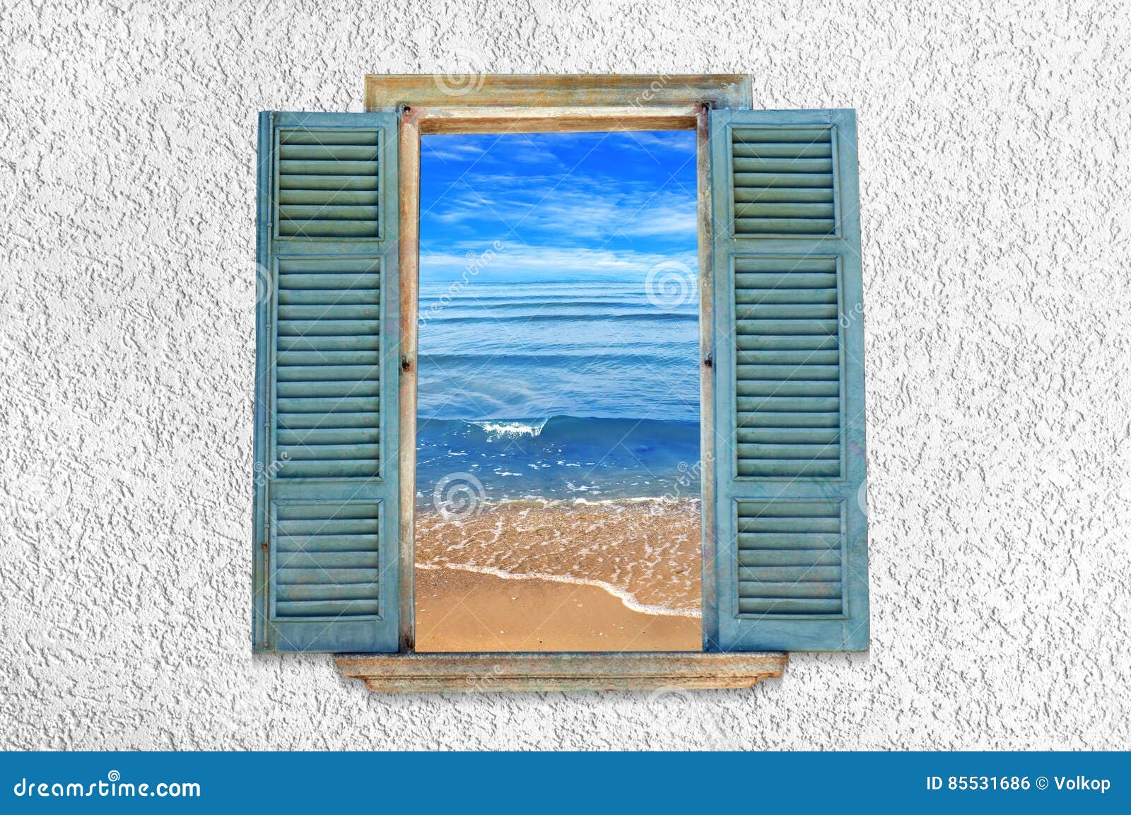 Sea View through the Open Window Stock Photo - Image of italian, europe ...