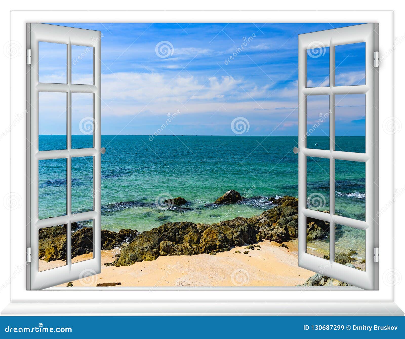 Sea view open window stock image. Image of shadow, tourist - 130687299