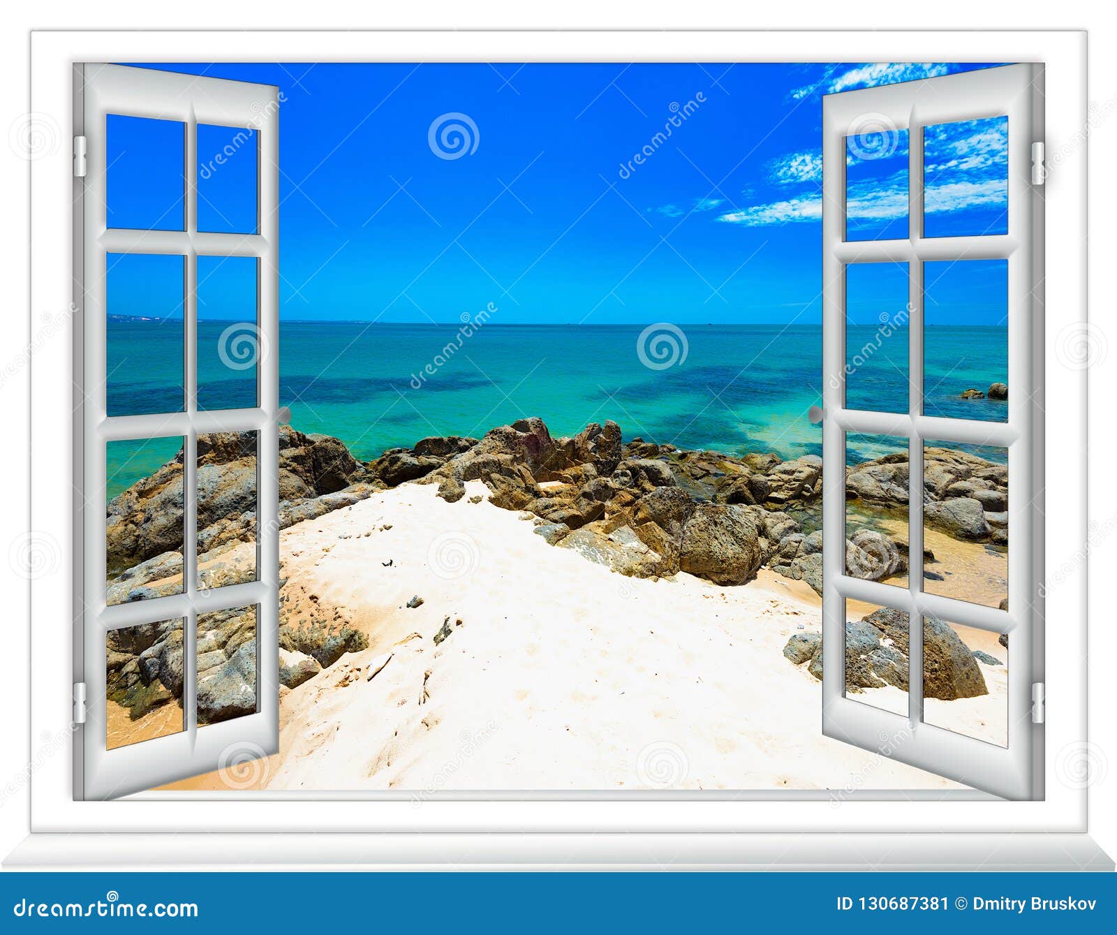 Sea view open window stock image. Image of cyan, open - 130687381