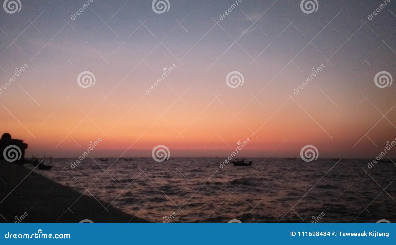 Sea view stock photo. Image of night, sundown, seashore - 111698484