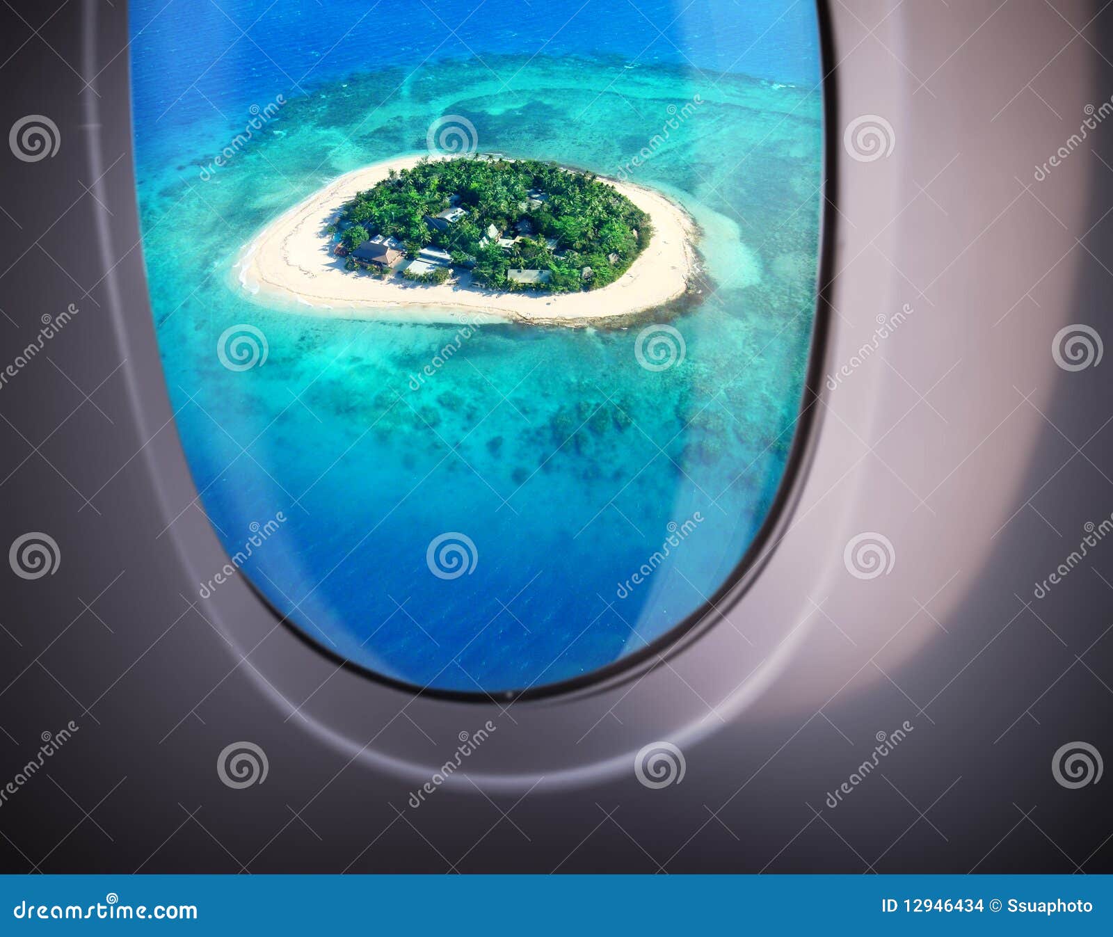 Sea view from plane window stock photo. Image of landing - 12946434