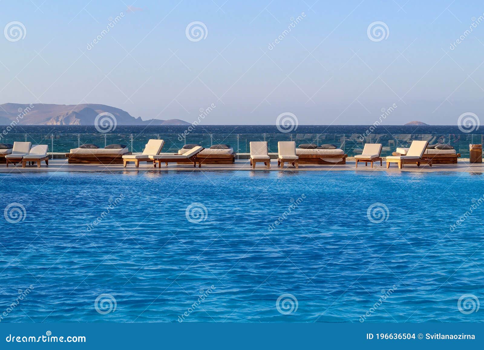 Sea View from the Pool. Crete, Greece Stock Photo - Image of pool ...