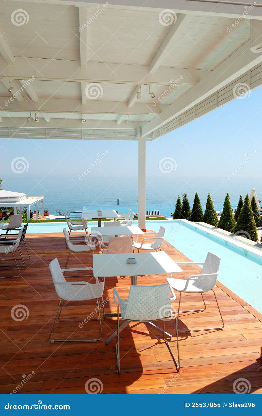 Sea View Restaurant at the Modern Luxury Hotel Stock Image - Image of ...
