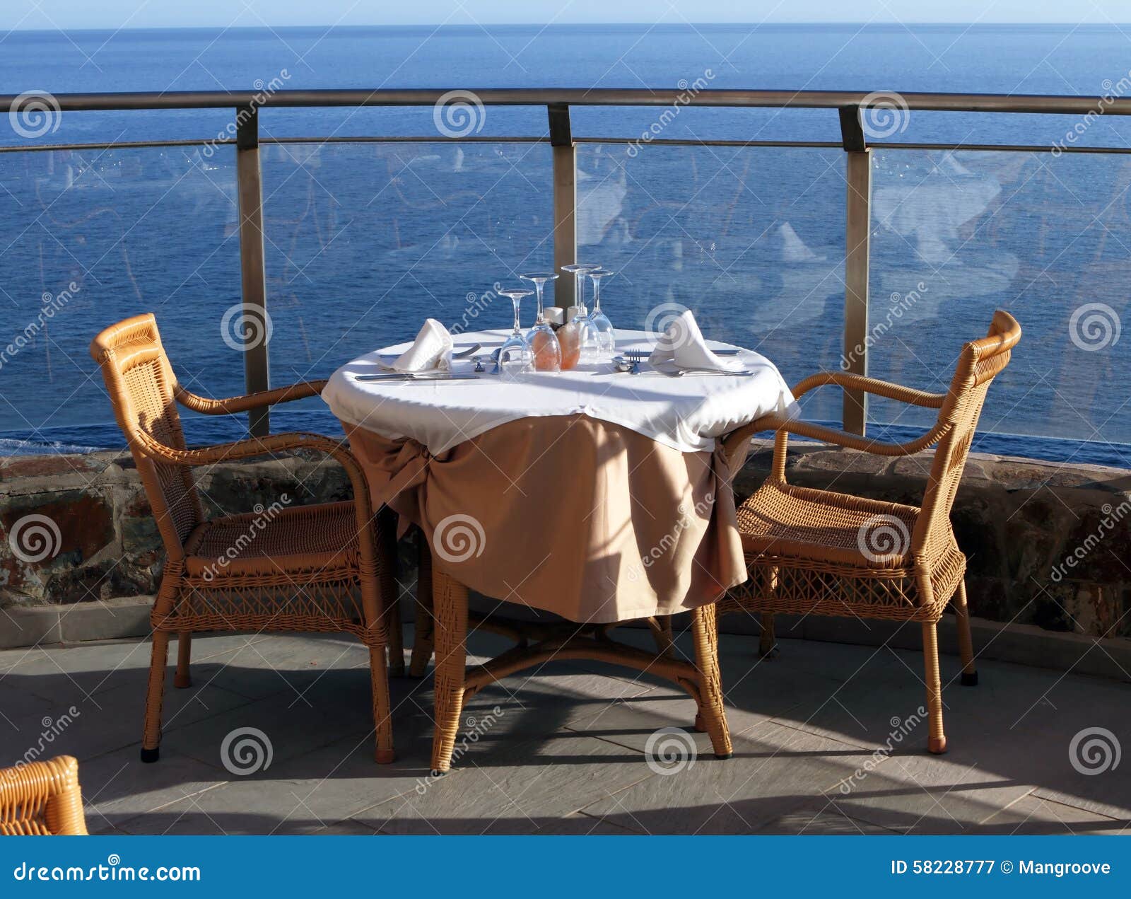 Sea View Romantic Restaurant Stock Image - Image of pavement, clear ...