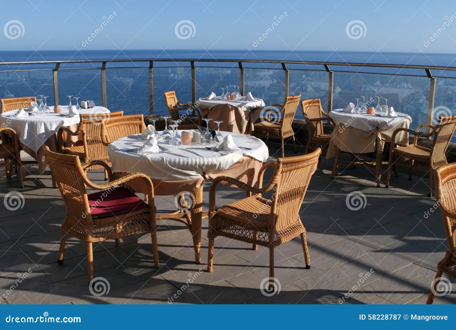 Sea View Romantic Restaurant Stock Image - Image of outdoors, food ...