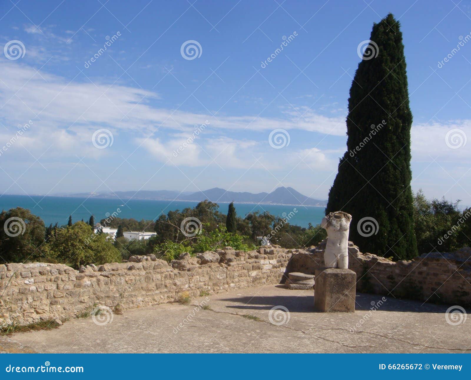 Sea View from the Ruined Villa in Carthage Stock Photo - Image of ...