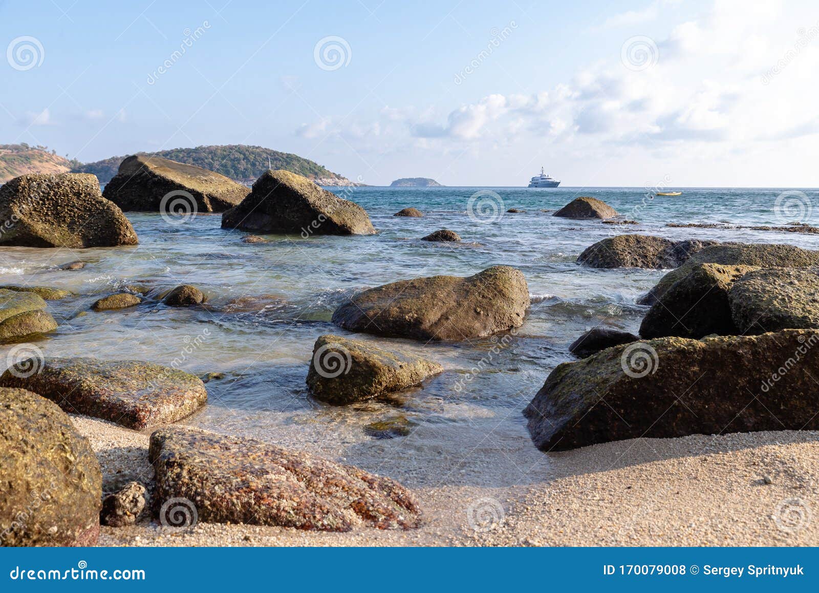 Sea View from the Stone Beach Stock Photo - Image of travel, wave ...