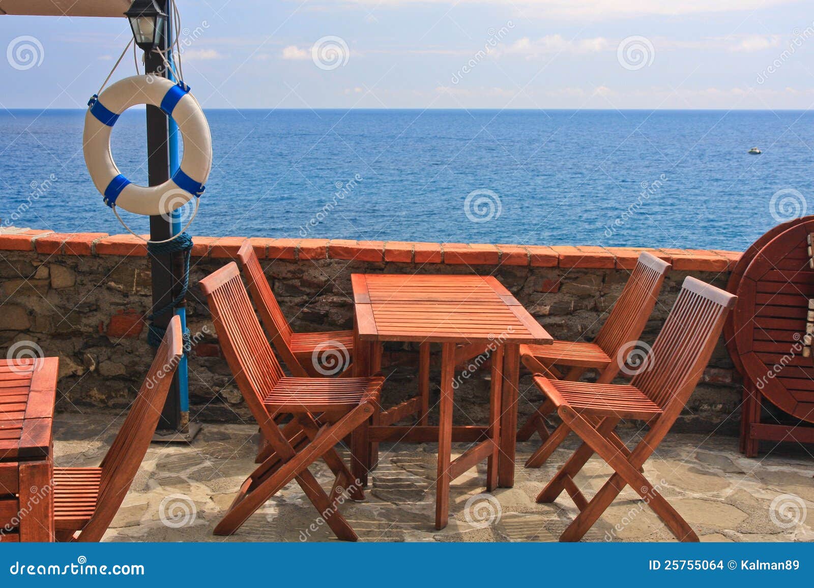 Sea view table with chairs stock photo. Image of horizontal - 25755064